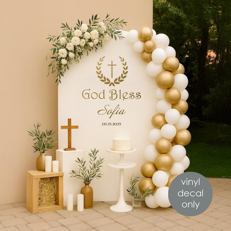 Baptism Decoration God Bless Vinyl Decal Custom Name Date First ...