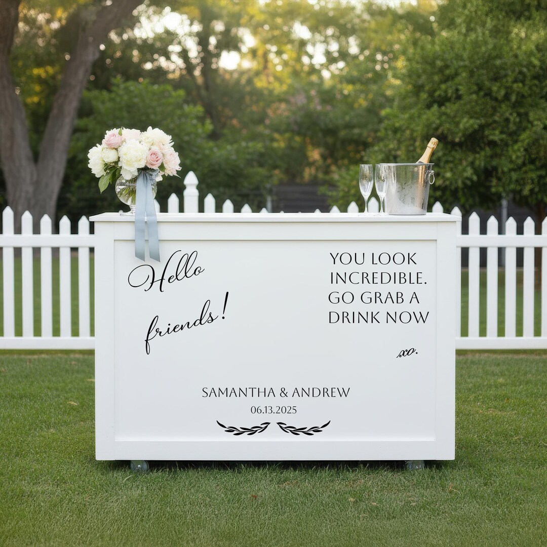 Wedding Bar Quote Vinyl Decal, Personalized Drink Station Sticker ...