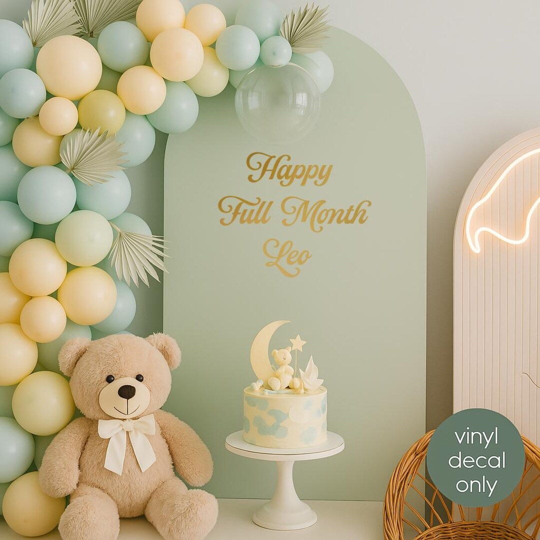Happy Full Month Vinyl Decal – Custom Baby Name Backdrop Sign | Boho ...