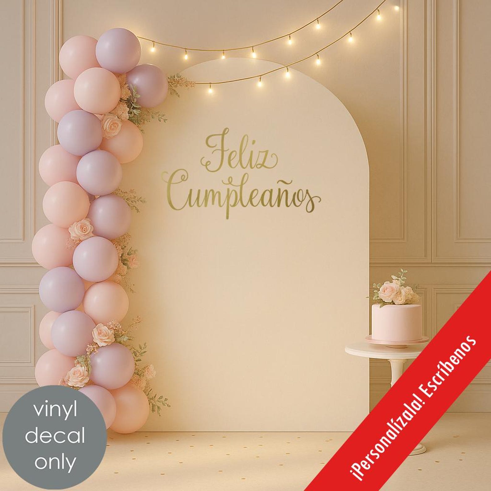 Feliz Cumpleanos Birthday Decal Vinyl Lettering Gold Sticker Spanish ...