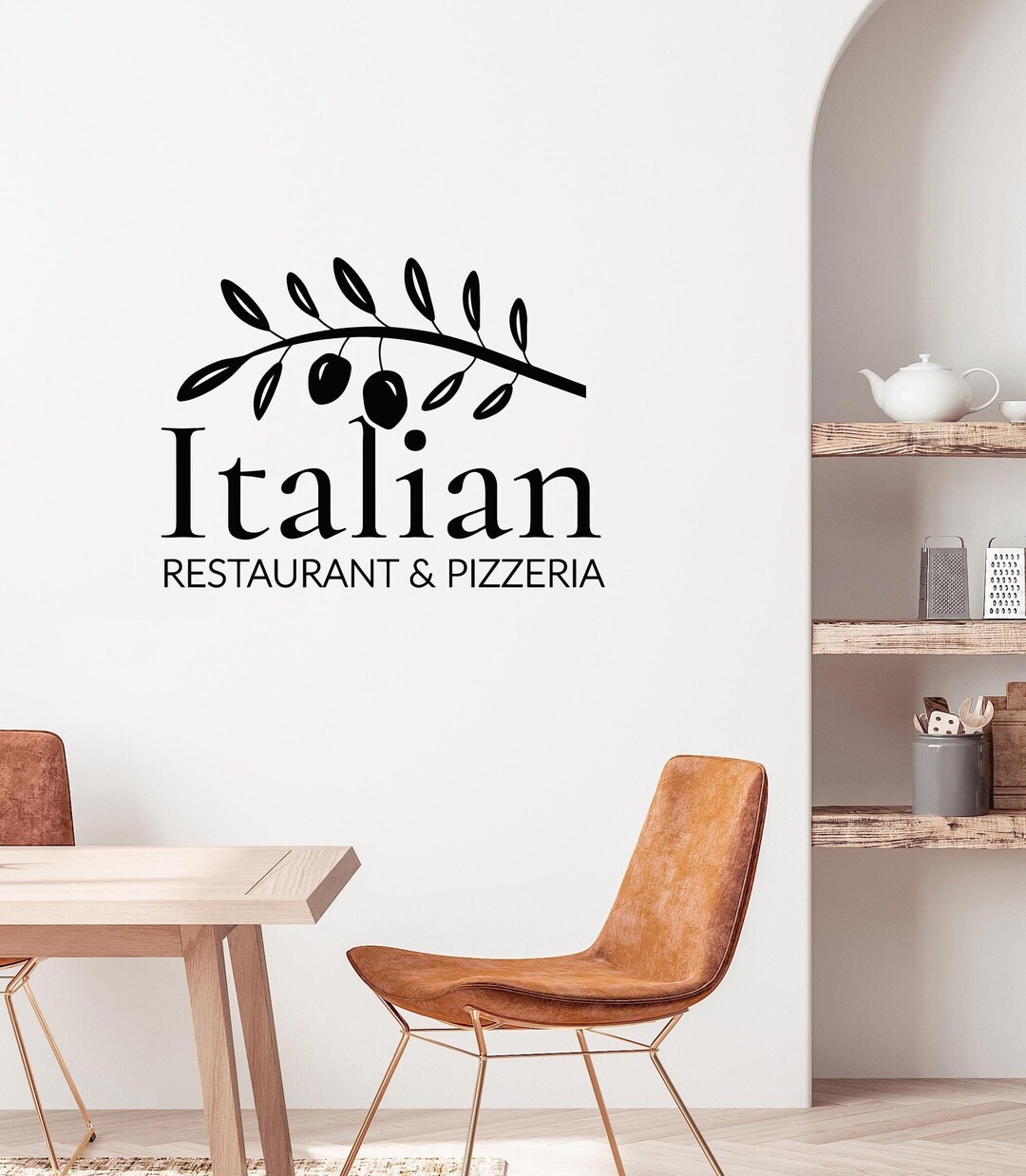 Italian Pizzeria Vinyl Wall Decal, Classic Italian Restaurant Decor for ...