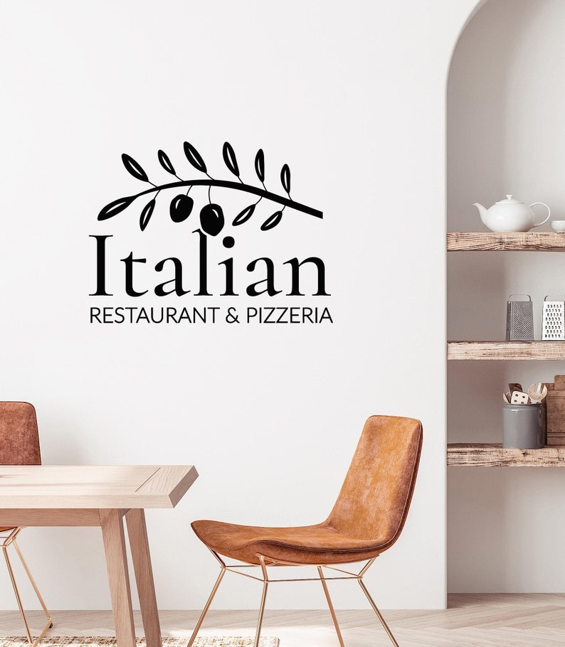 Italian Pizzeria Vinyl Wall Decal, Classic Italian Restaurant Decor for ...