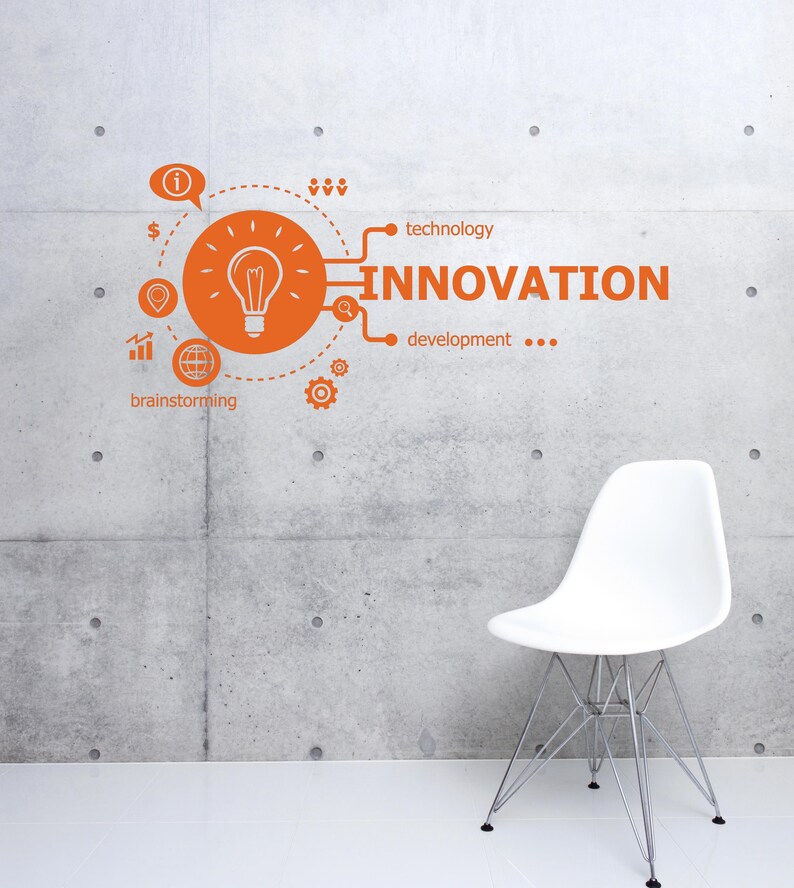 Wall Vinyl Decal Creative Idea Light Bulb Logo Office Business Center ...