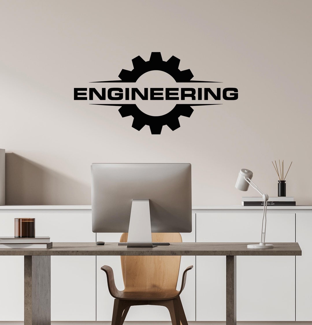 Engineering Gears Vinyl Wall Decal, Industrial Decor Sticker for Office, Workshop Sign, or ...