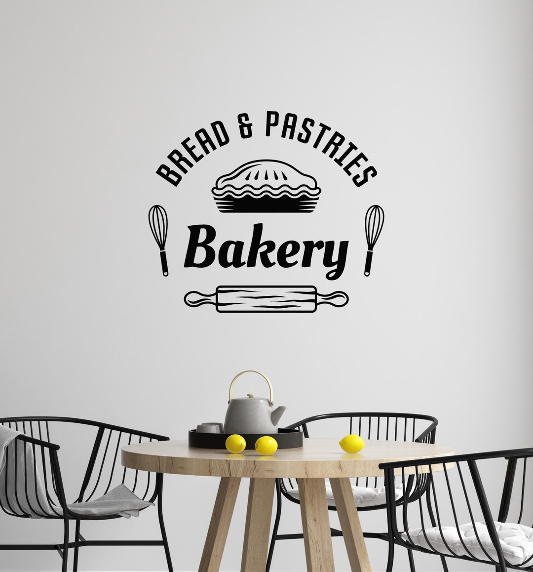 Bakery Wall Decal With Bread and Pastries, Cozy Kitchen Decor Sticker ...