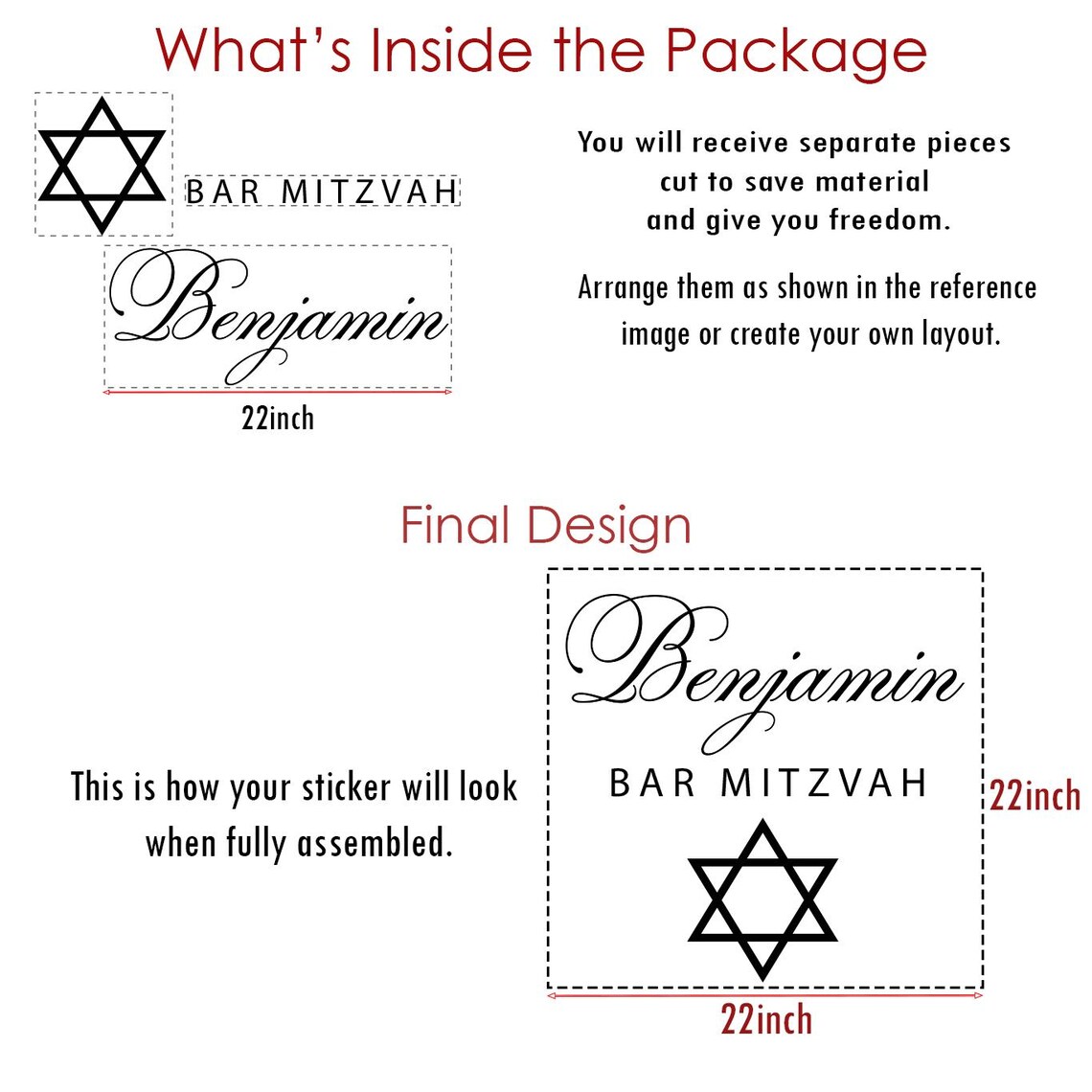 Personalized Bar Mitzvah Vinyl Decal: Star of David Backdrop Sticker - Etsy
