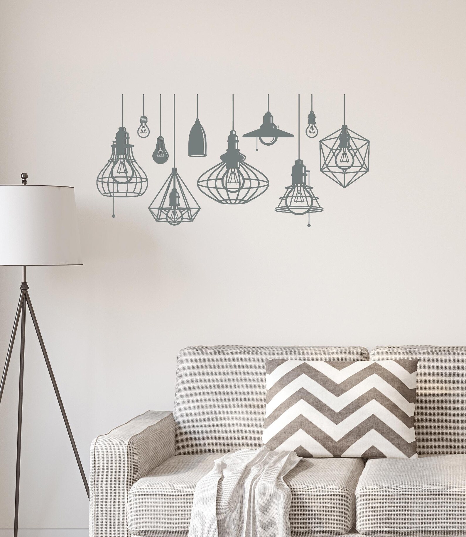 Lamp Fixtures Set Vinyl Wall Decal, Elegant Lighting Decor Sticker for ...