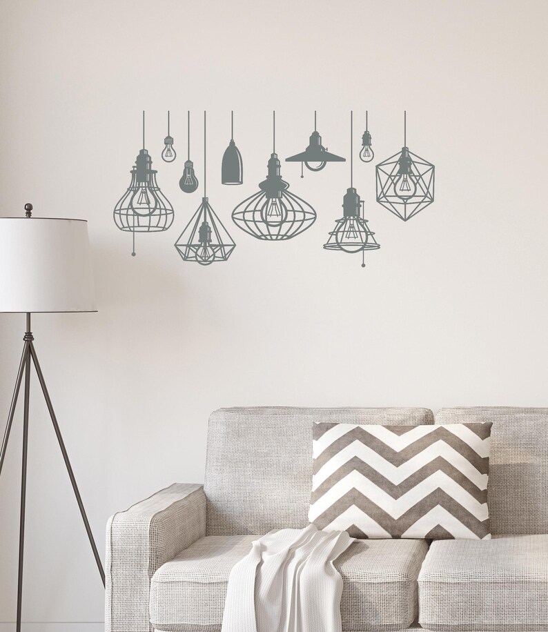Lamp Fixtures Set Vinyl Wall Decal, Elegant Lighting Decor Sticker for ...