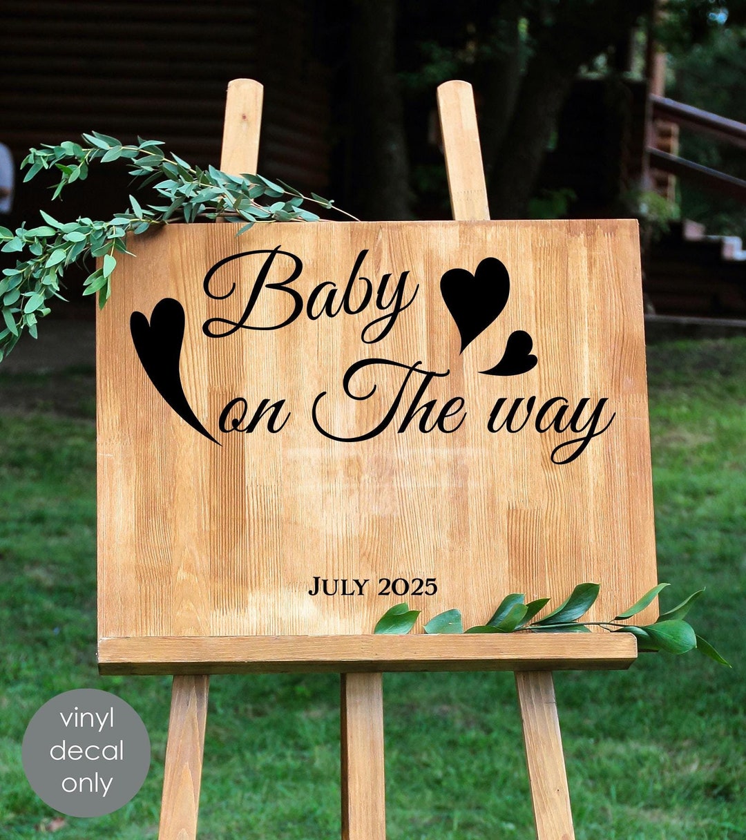 Baby on the Way Decal Baby Shower Custom Date Announcement Sign Gender ...