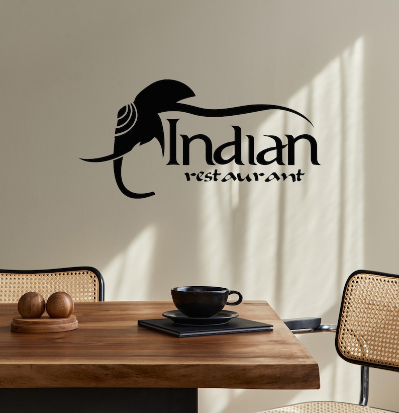 Indian Restaurant Vinyl Wall Decal, Authentic Cuisine Decor Sticker ...