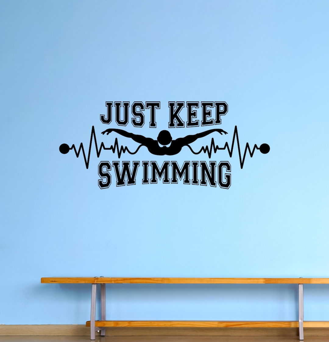 Wall Vinyl Decal Just Keep Swimming Inspirational Quote Pool Decor ...