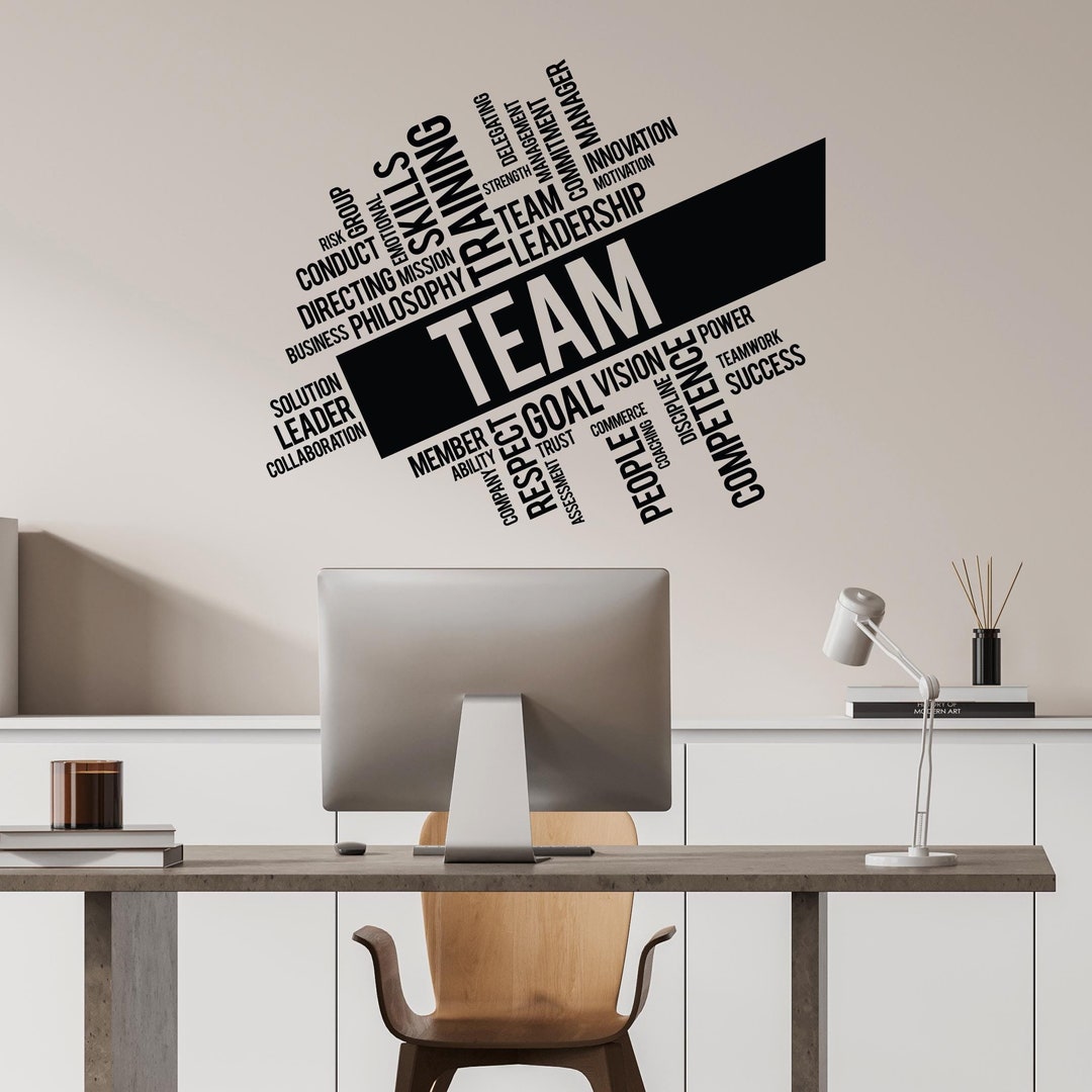 Team Vinyl Wall Art Office Space Decoration Teamwork Motivational Words ...