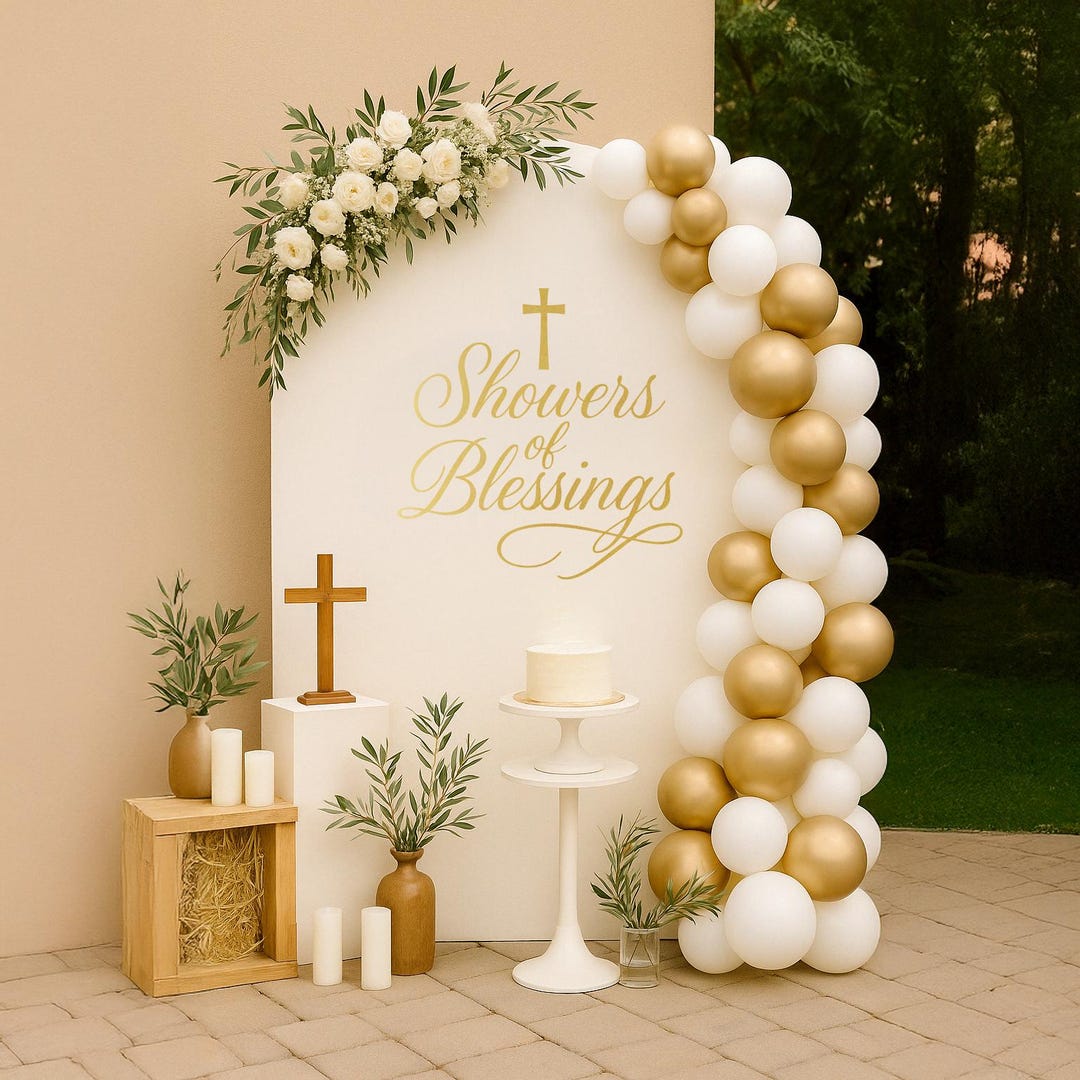 Baby Shower Religious Backdrop Decoration Sticker Showers of Blessings ...