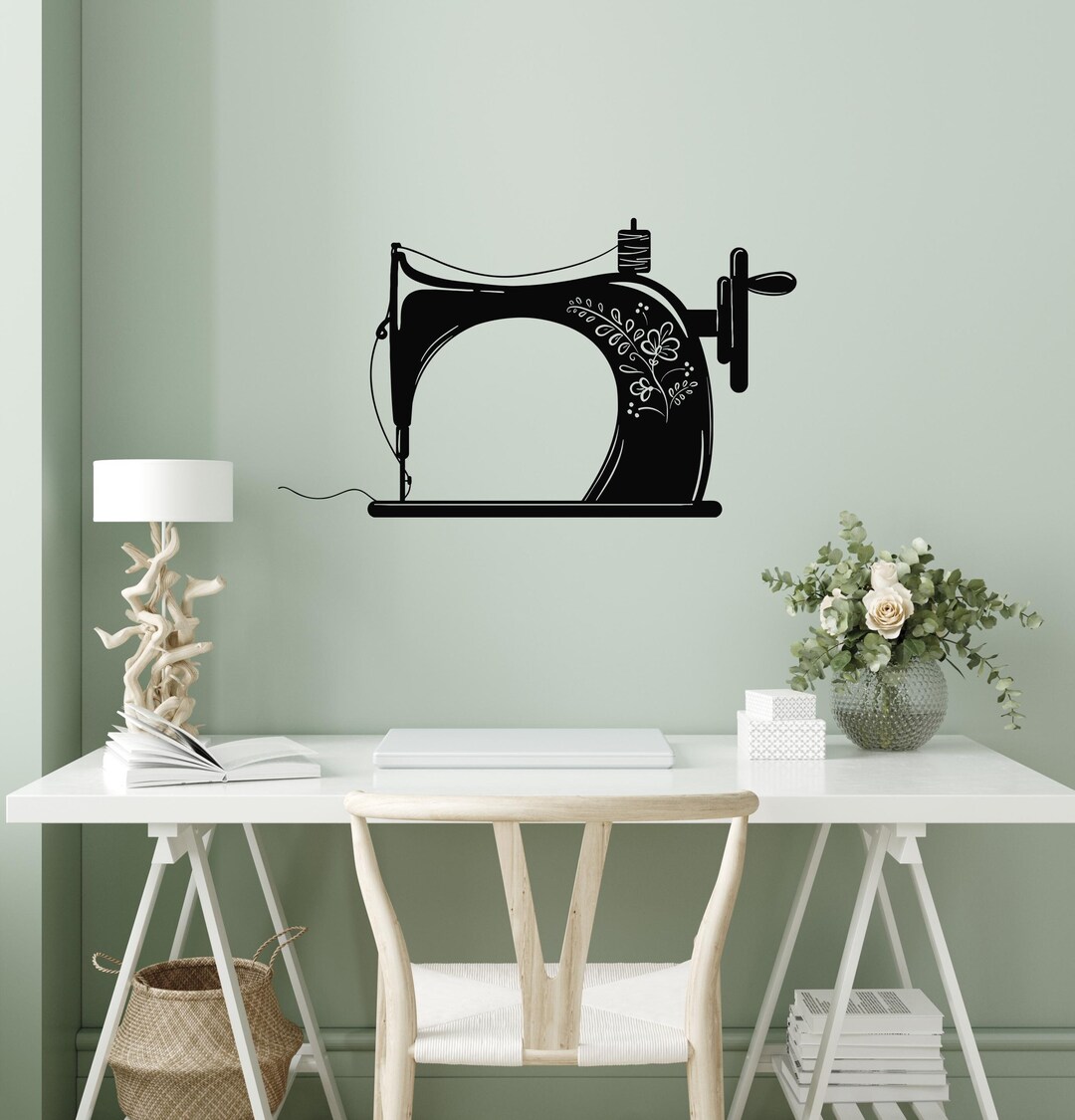 Sewing Machine Vinyl Wall Decal, Vintage Sewing Decor for Tailoring ...