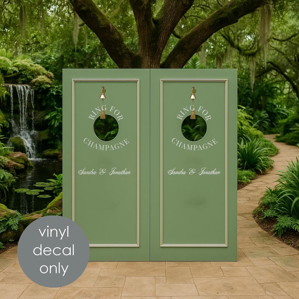 Ring for Champagne Vinyl Decal | Custom Wedding Bell Bar Sign ...
