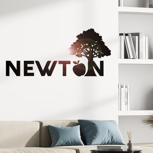 Wall Vinyl Decal Newton Tree Physics Science School Study Interior ...