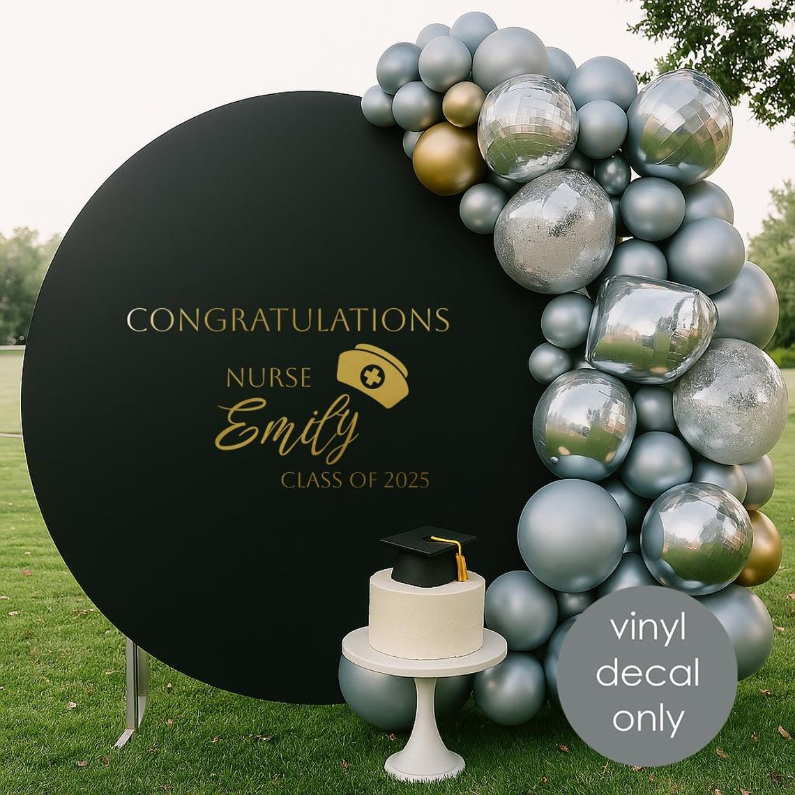 Nurse Graduation Vinyl Decal, Custom RN Graduation Backdrop Sign ...
