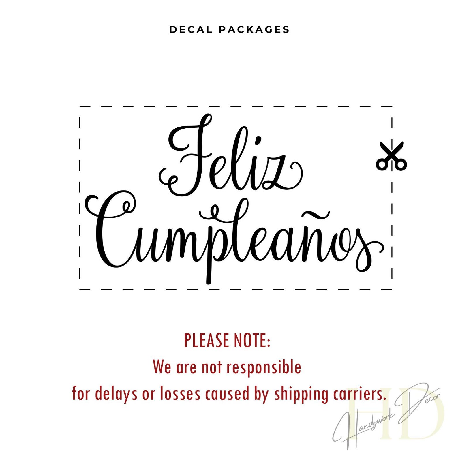 Feliz Cumpleanos Birthday Decal Vinyl Lettering Gold Sticker Spanish ...