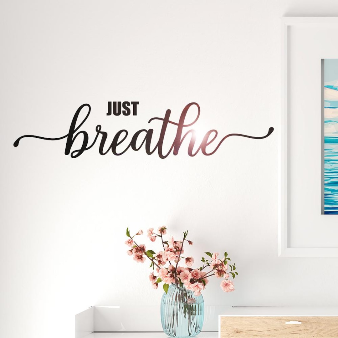 Wall Vinyl Decal Just Breathe Quote Words Yoga Home Gym Modern Decor ...
