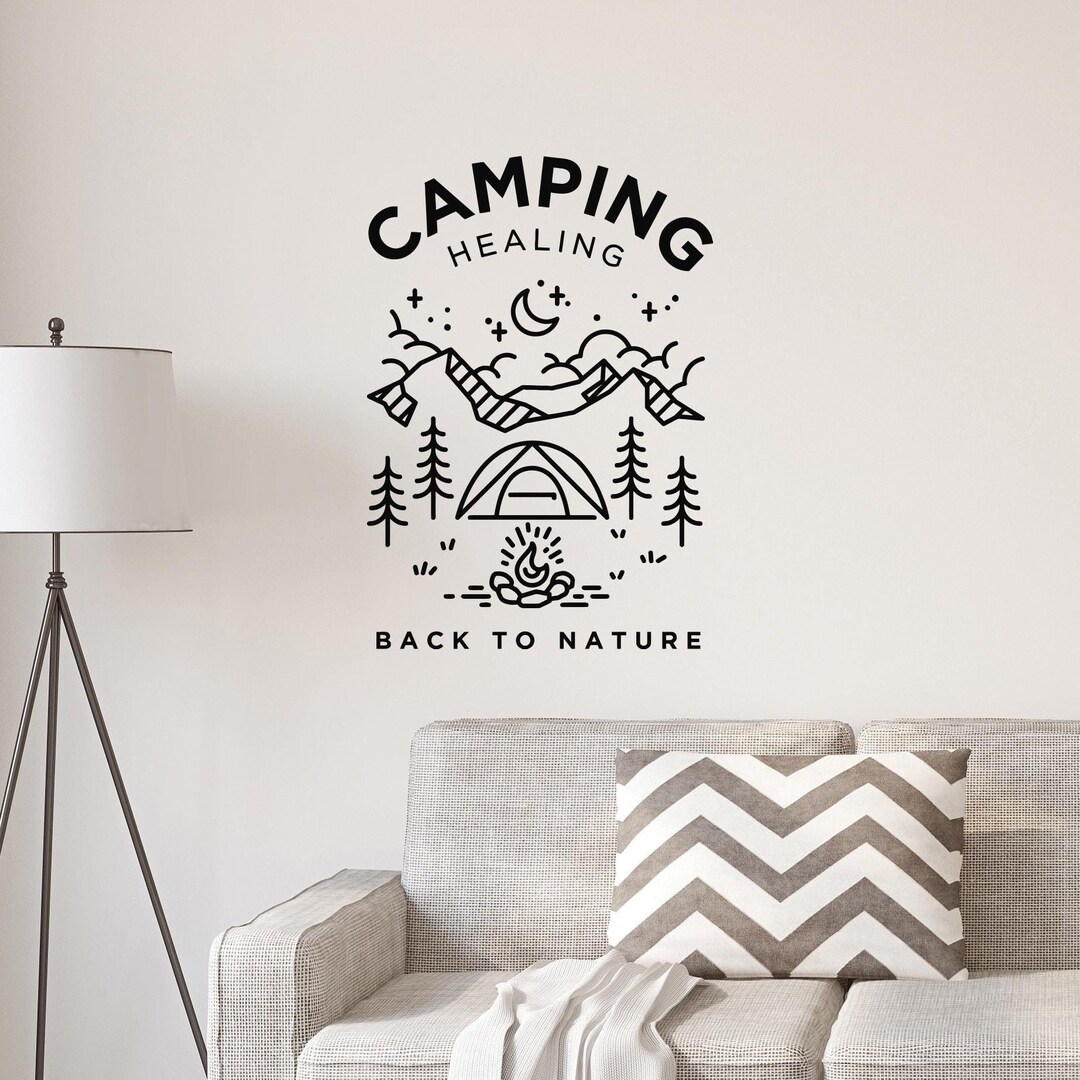 Camping Healing Vinyl Wall Decal, Uplifting Outdoor Nature Decor ...