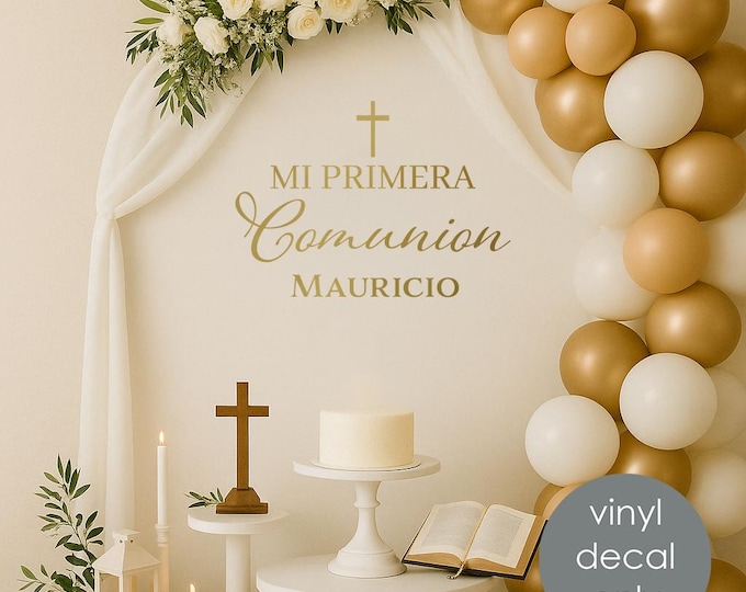 First Communion Wall Decal for Balloon Arch, Personalized First ...