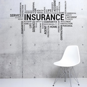 Insurance Words Cloud Vinyl Wall Decal Motivational Office Sticker ...
