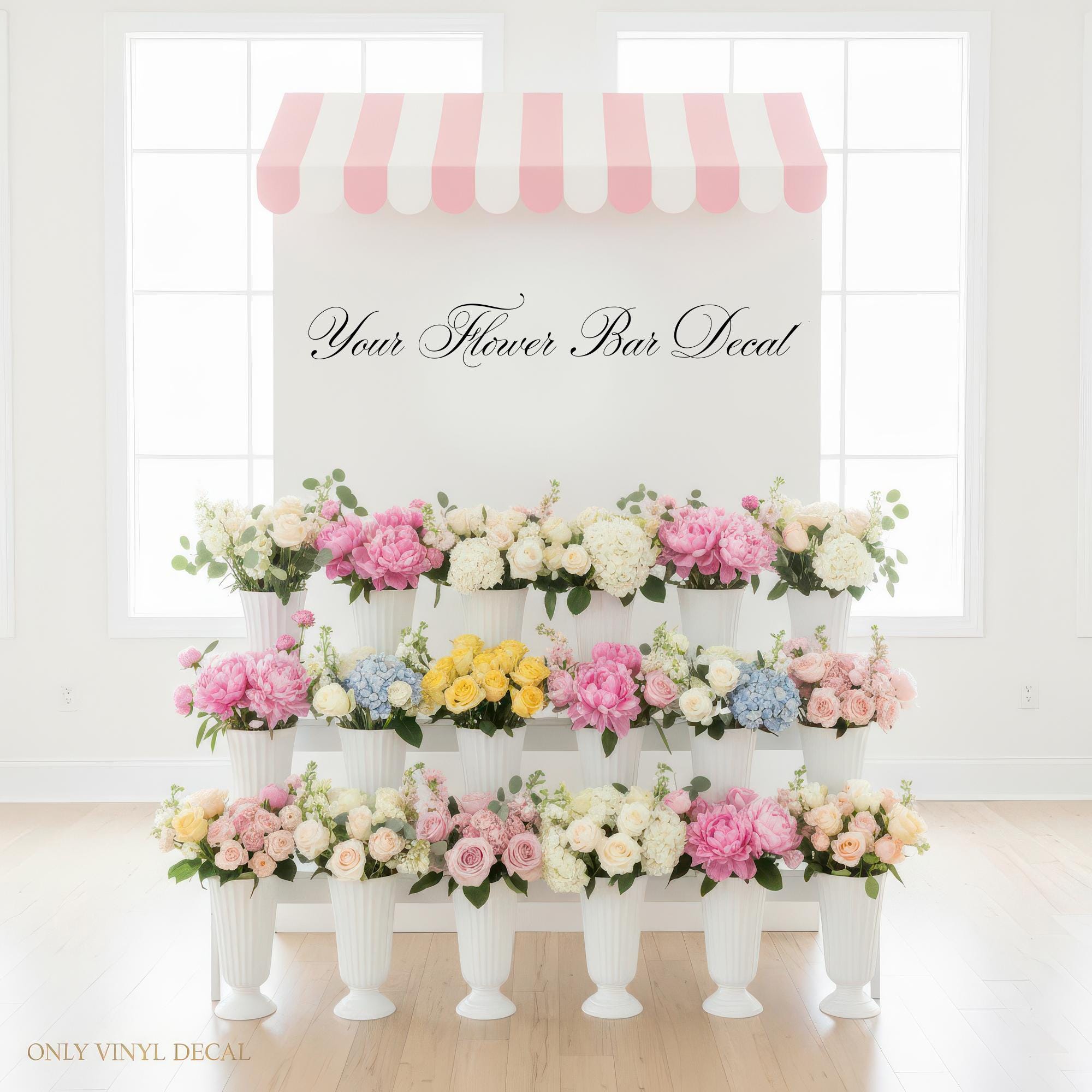 Custom Flower Bar Vinyl Decal for Wedding Shower Station | Script Text ...