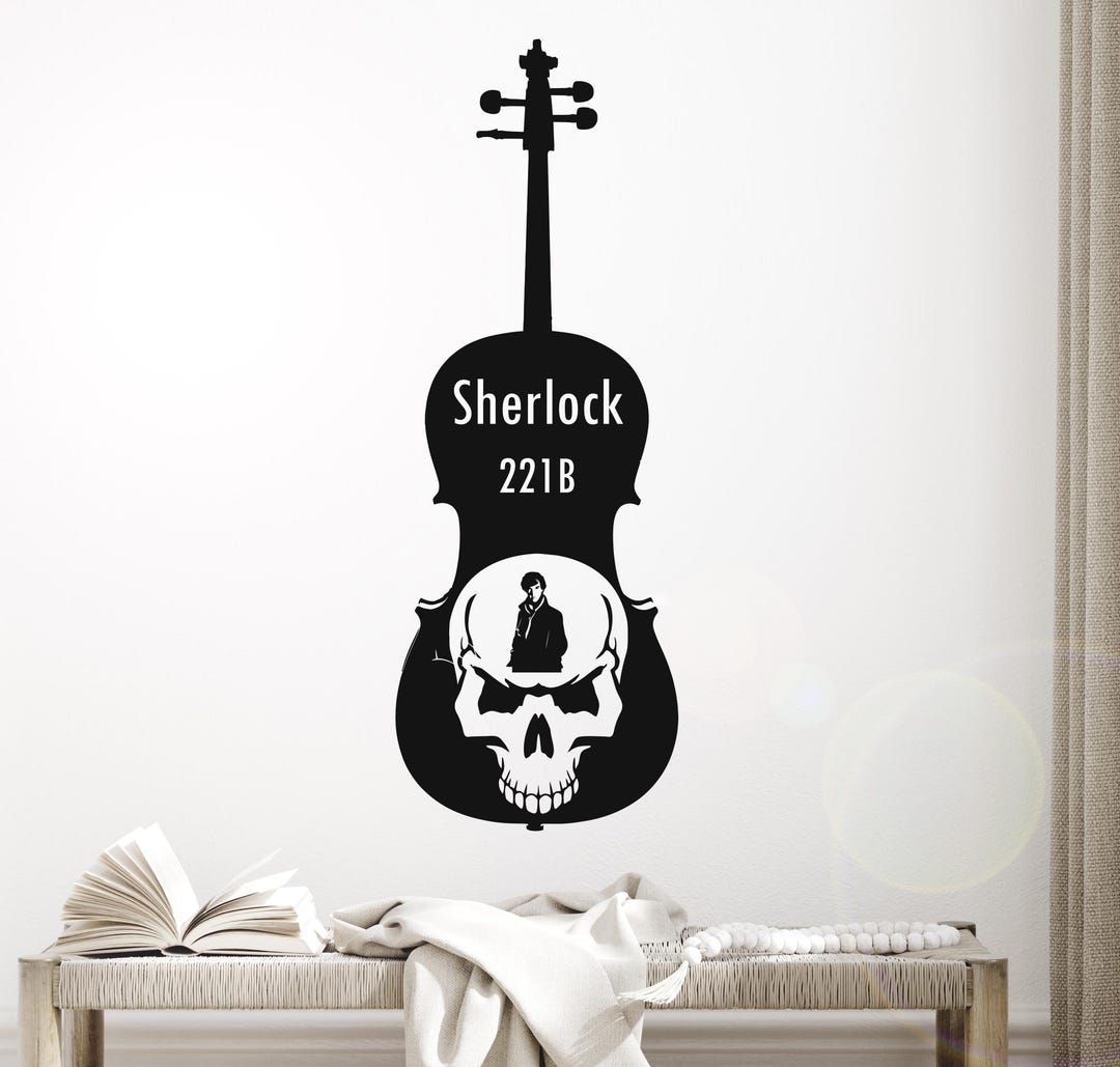 Wall Vinyl Decal Sherlock Holmes Violin Skull Cool Modern Decor Ez5129 ...