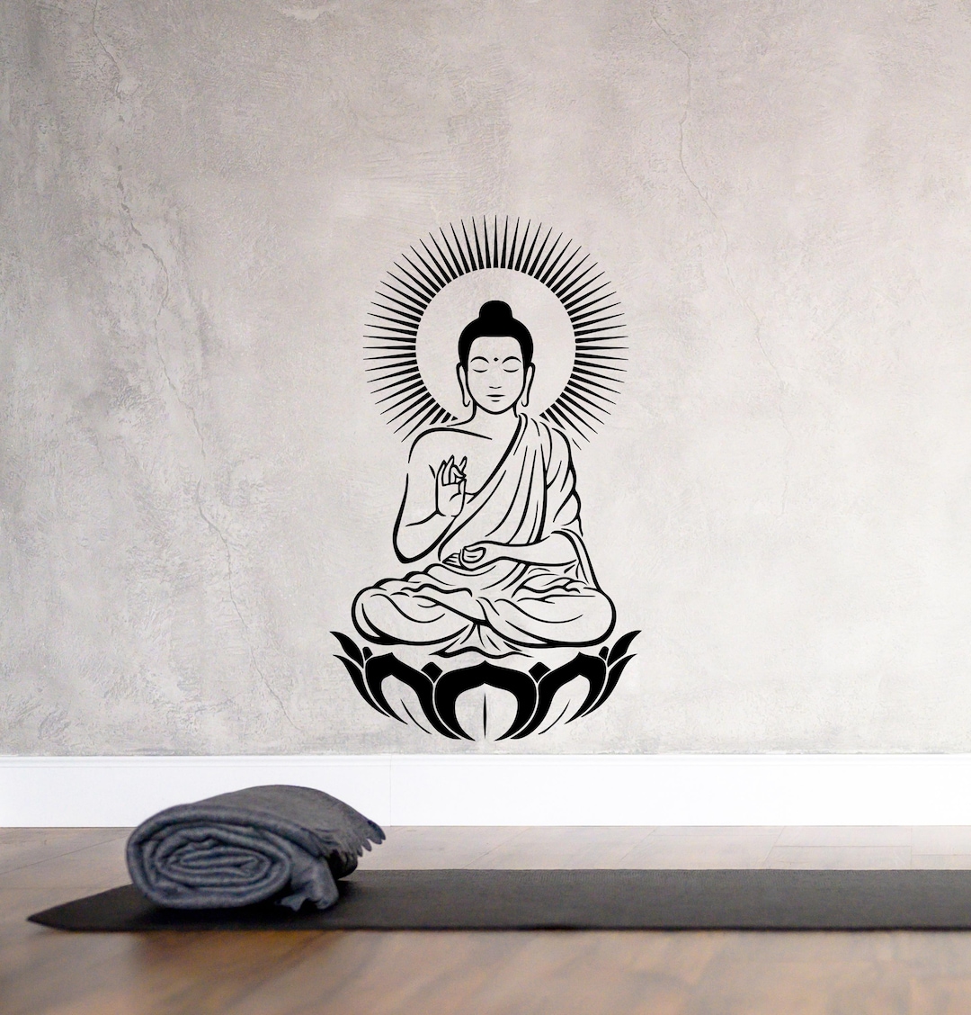 Wall Vinyl Decal Seated Buddha for Yoga Studio Zen Buddhist Meditation ...