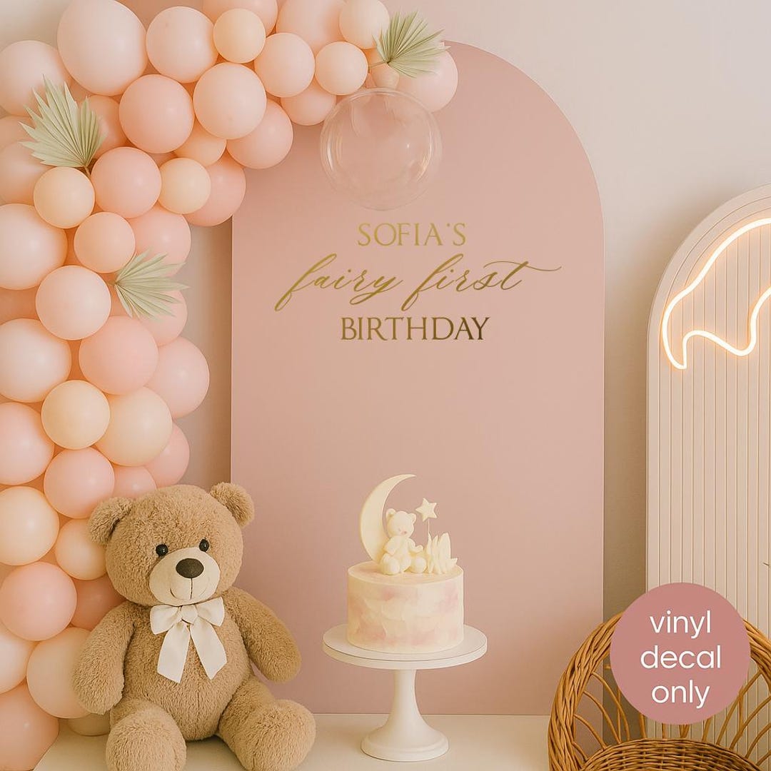 First Birthday Custom Vinyl Decal, Elegant Name Sign for Backdrops ...