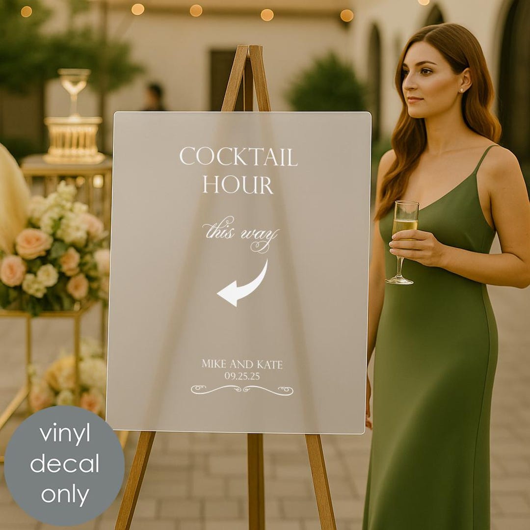 Cocktail Hour Bar Sign Decal – Custom Wedding Vinyl Sticker | Mirror ...