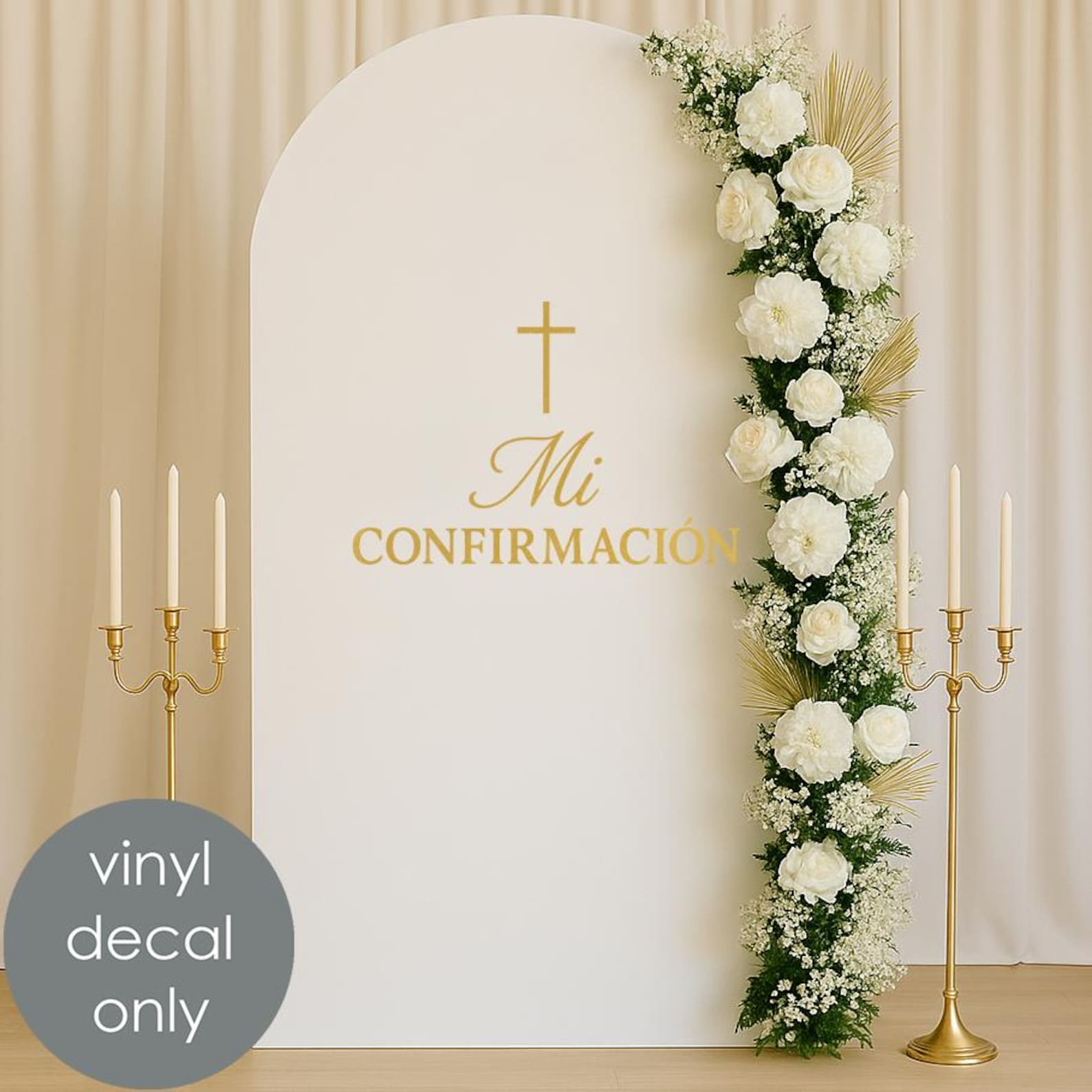 Confirmation Backdrop Decor Mi Confirmación Gold Vinyl Decal Spanish ...