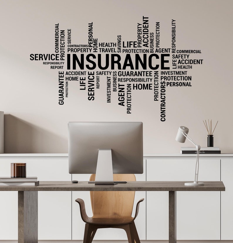 Insurance Words Cloud Vinyl Wall Decal Motivational Office Sticker ...