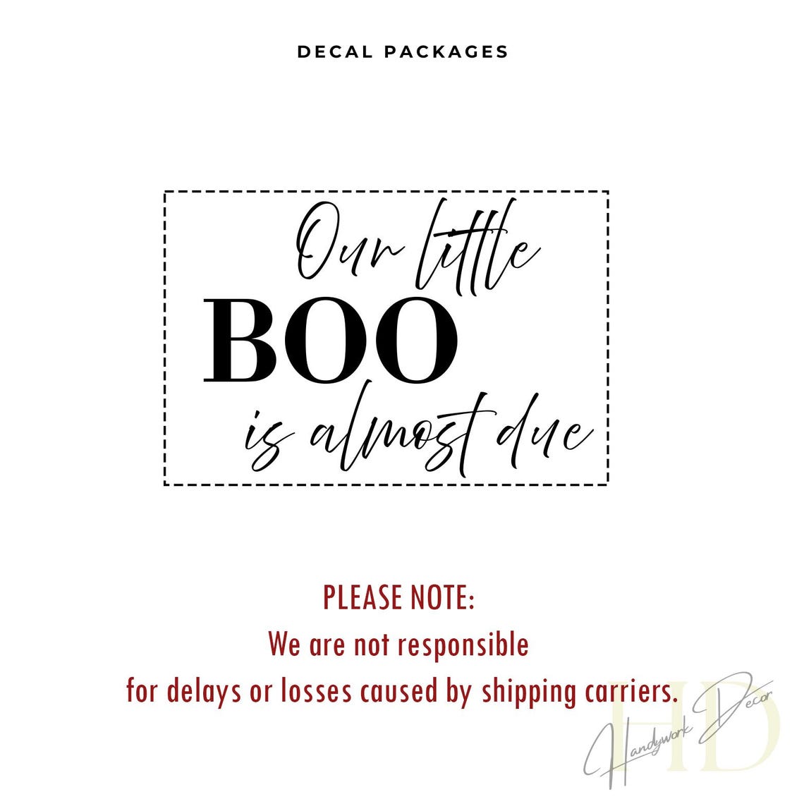 Our Little Boo is Almost Due Vinyl Decal for Baby Shower Backdrop ...
