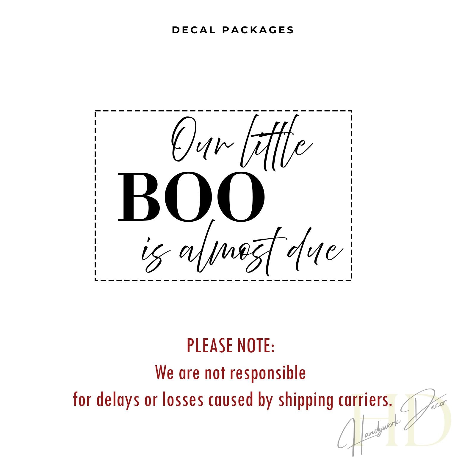 Our Little Boo is Almost Due Vinyl Decal for Baby Shower Backdrop ...