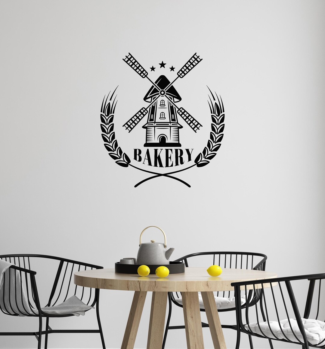 Rustic Bakery Mill Wall Decal – Vinyl Wall Art for Bread Shops, Bakery ...