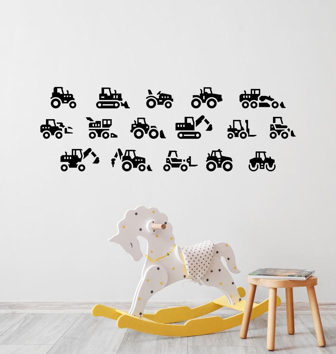 Wall Vinyl Decal Construction Equipment Decor Nursery Children's Playroom Decor Stickers Ea4560 ...