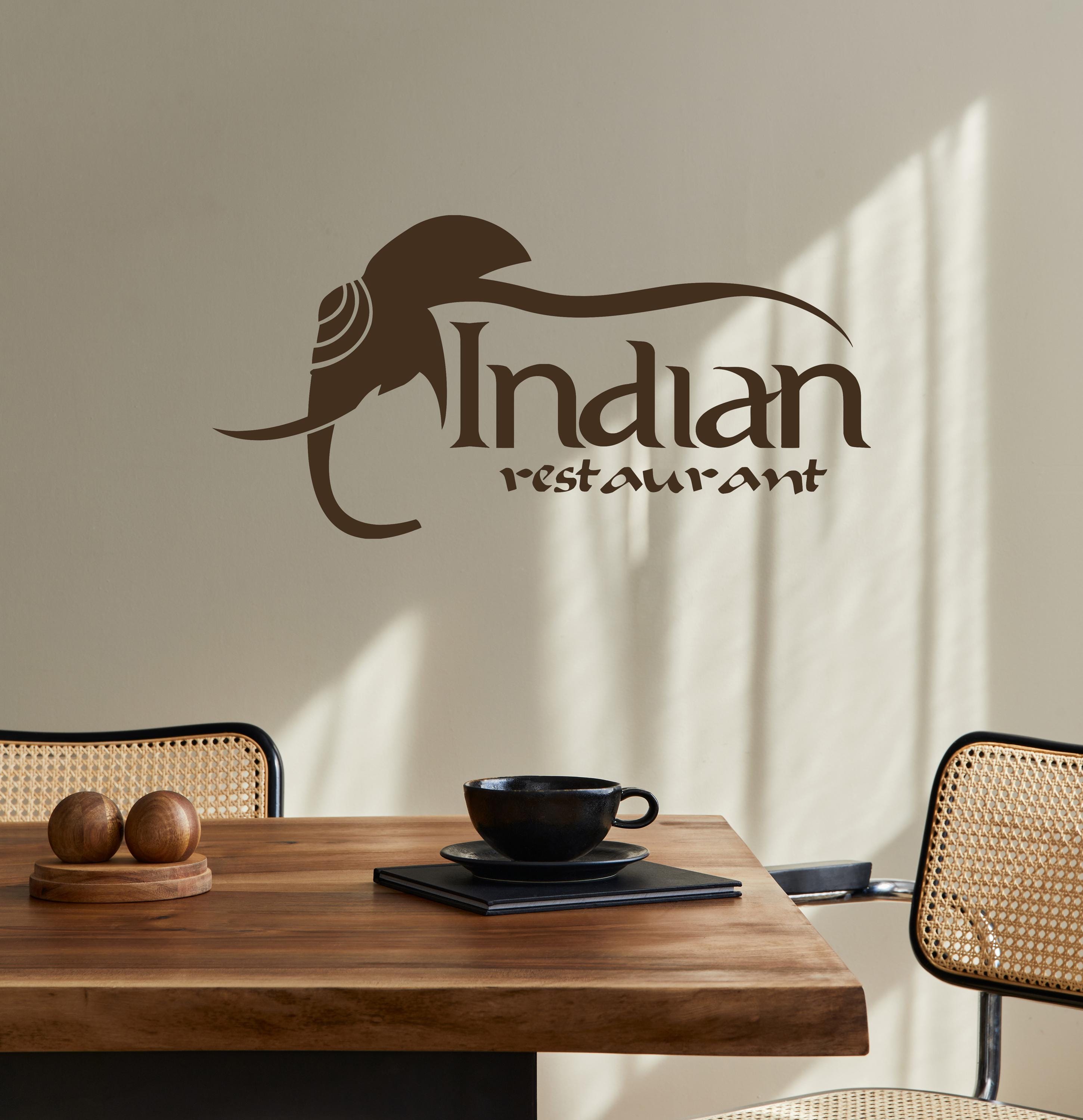 Indian Restaurant Vinyl Wall Decal, Authentic Cuisine Decor Sticker ...