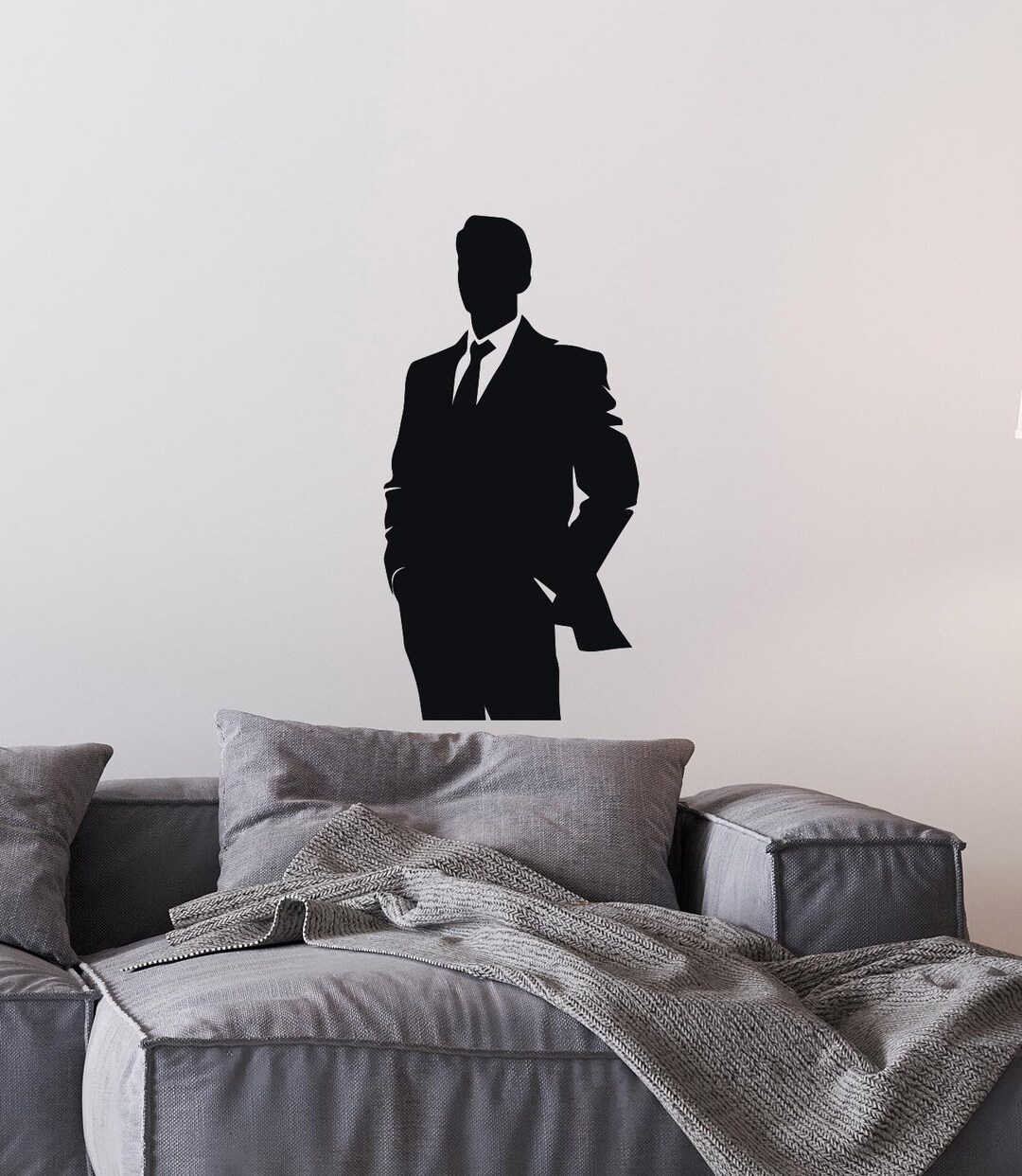 Wall Vinyl Decal Man in Suit Stylish Decor for Office Barbershop ...