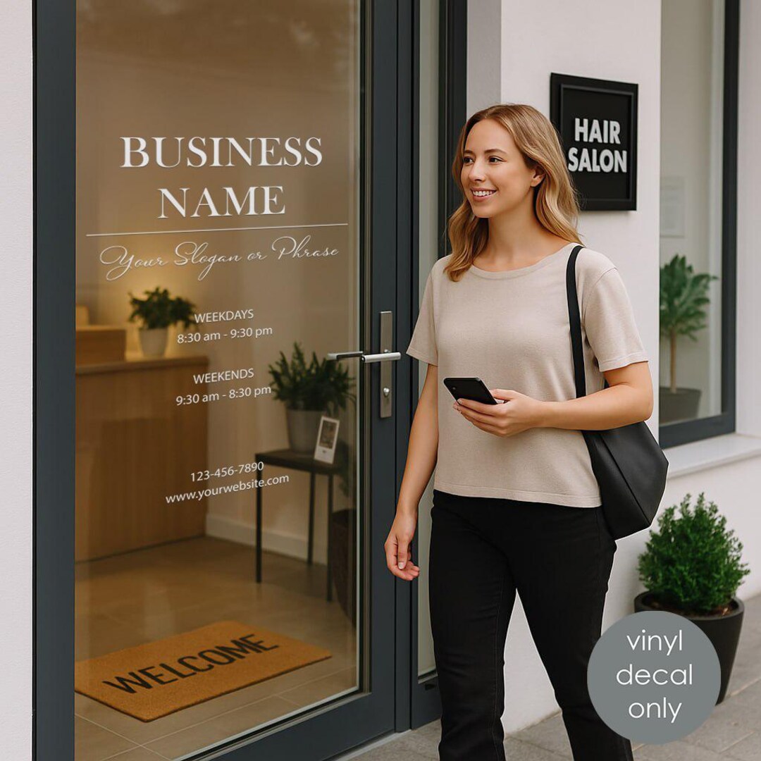 Business Name Logo Sign Personalized Storefront Decal Slogan Custom ...