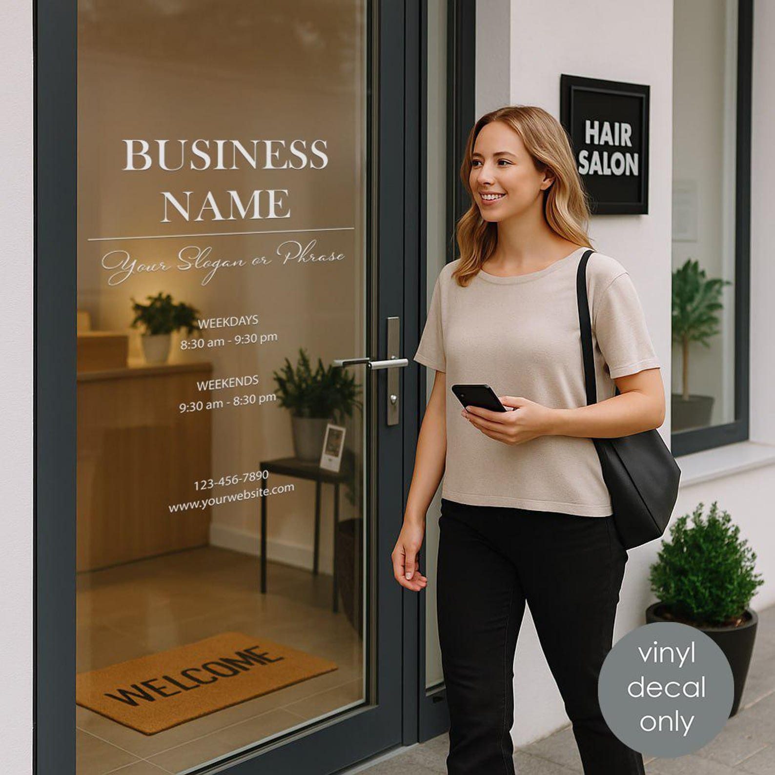 Business Name Logo Sign Personalized Storefront Decal Slogan Custom ...