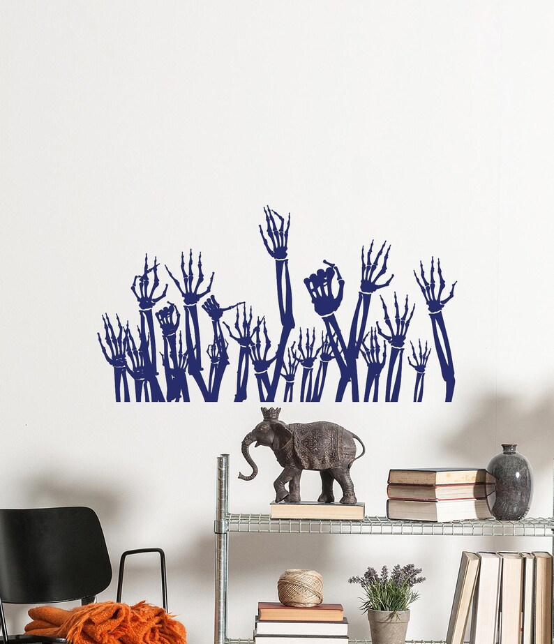 Wall Vinyl Decal Skeleton Hands Gothic Wall Art Sticker for Halloween ...