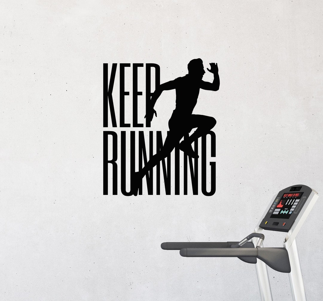 Keep Running Vinyl Wall Decal, Motivational Wall Art for Fitness Gym ...