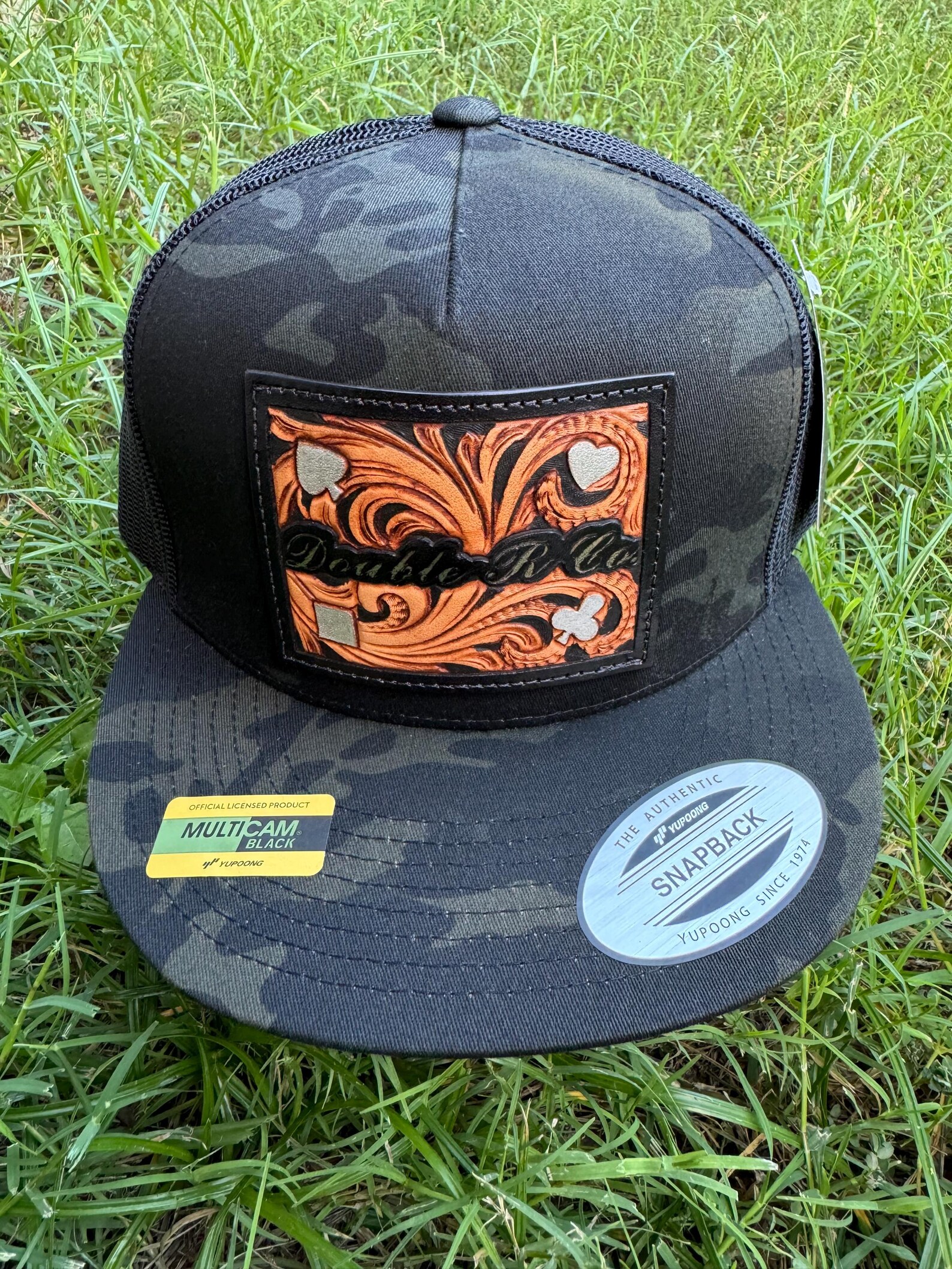 Double R Western Tooled Leather Patch Snapback poker - Etsy