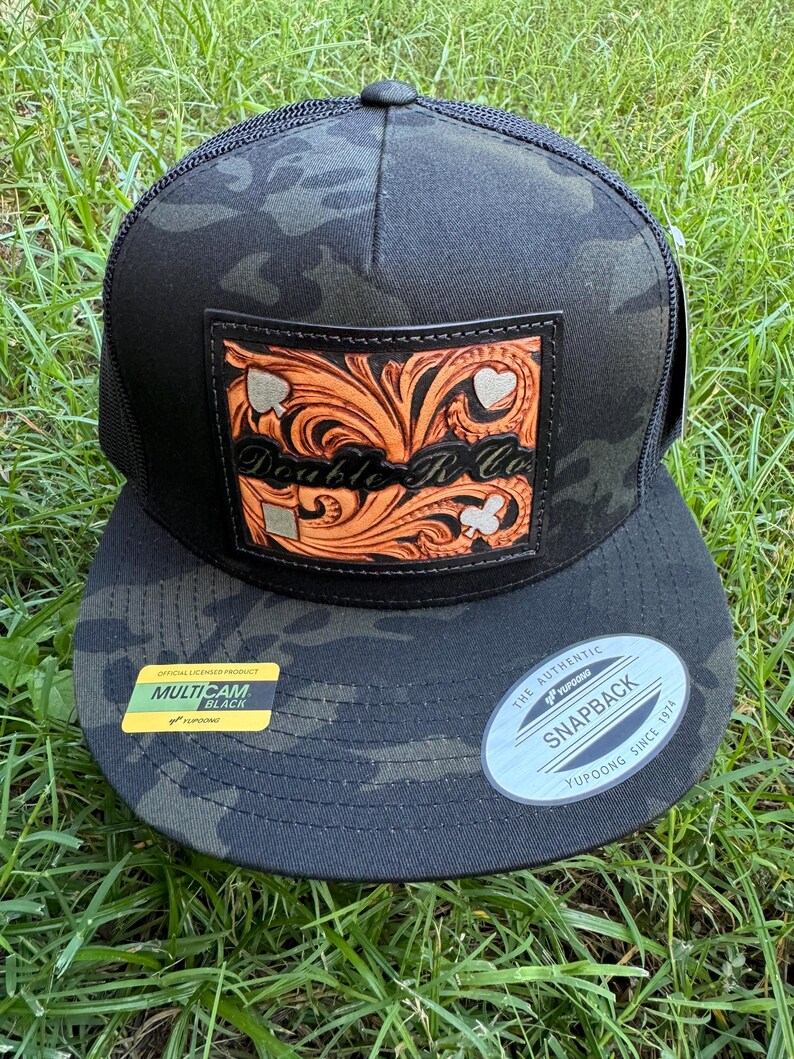 Double R Western Tooled Leather Patch Snapback poker - Etsy