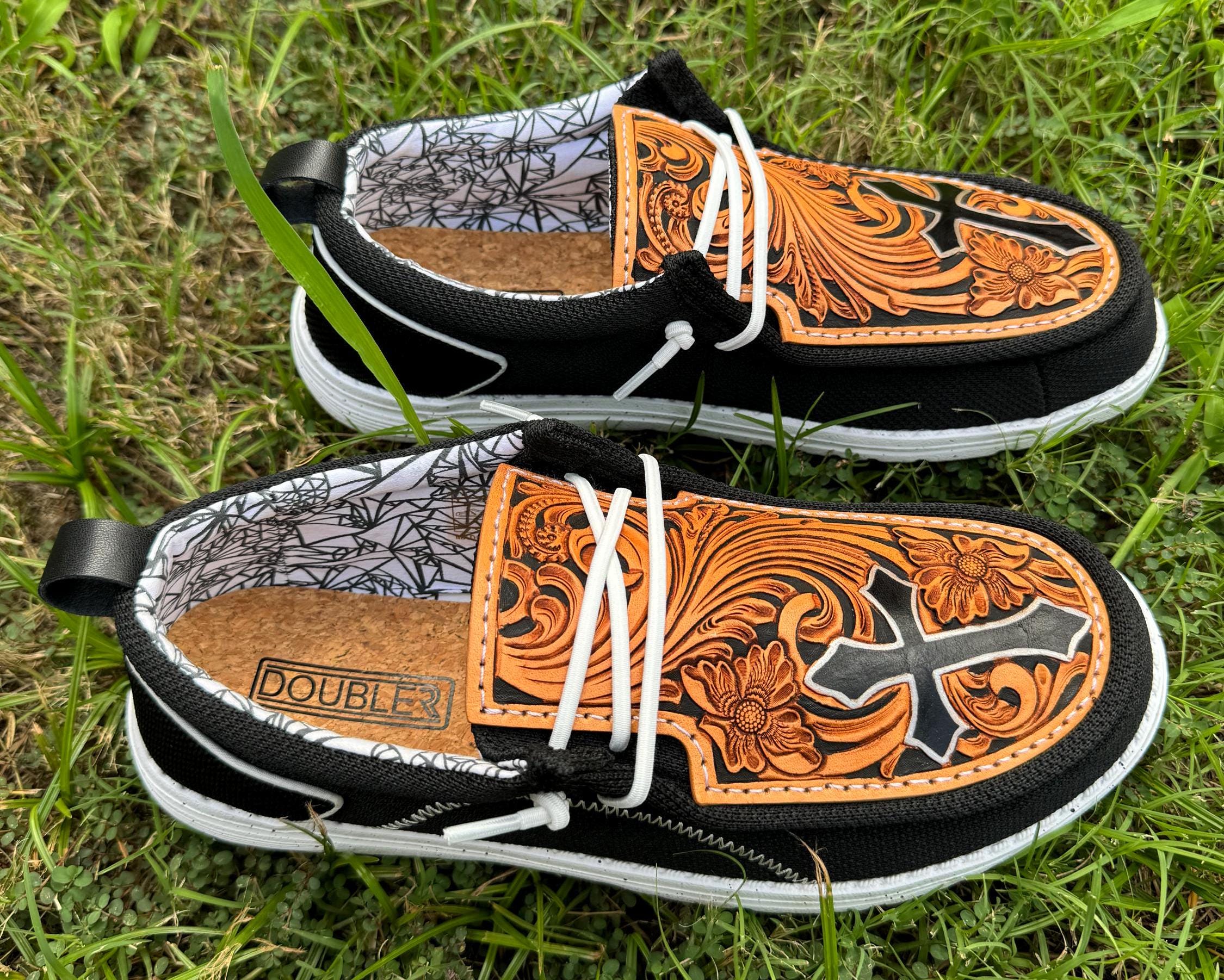 Double R Western Tooled Leather Shoes cross - Etsy
