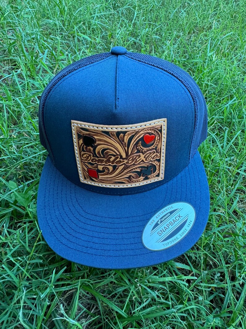 Double R Western Tooled Leather Patch Snapback poker - Etsy