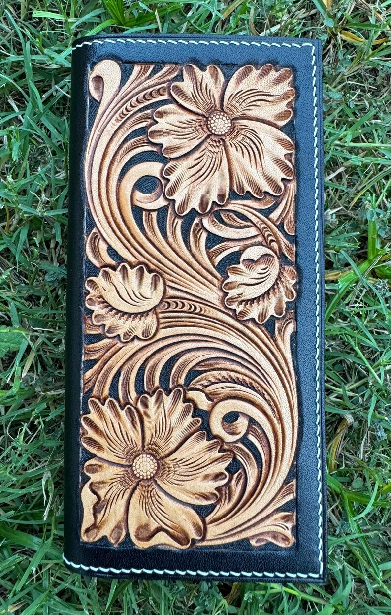 Double R Western Tooled Leather Wallet mexico - Etsy
