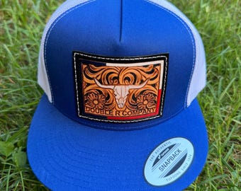 Double R Western Tooled Leather Patch Snapback poker - Etsy
