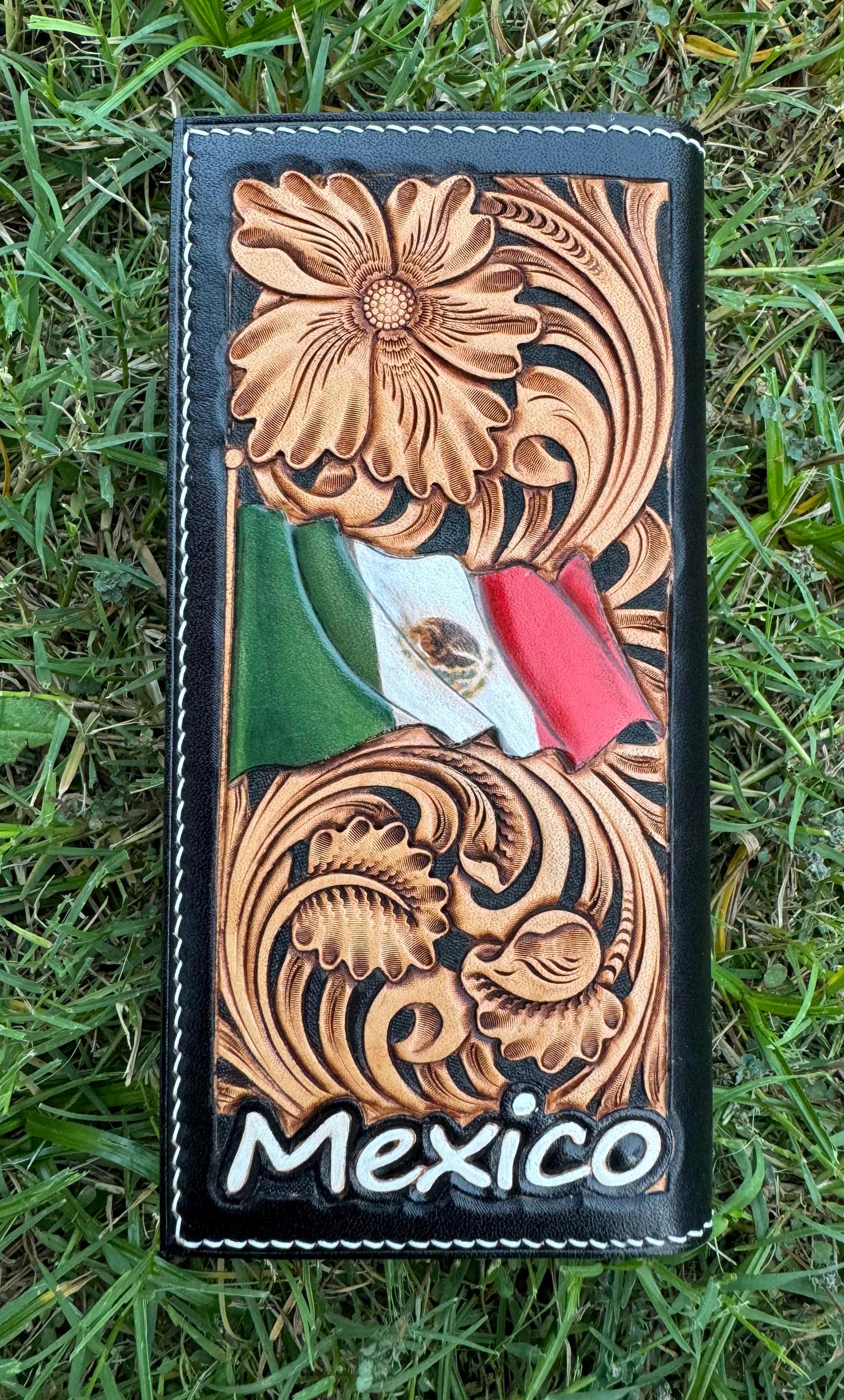 Double R Western Tooled Leather Wallet mexico - Etsy